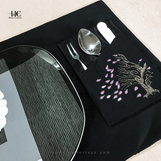 Symphony Tree Velvet Embroidered Table Set - Home Comforts