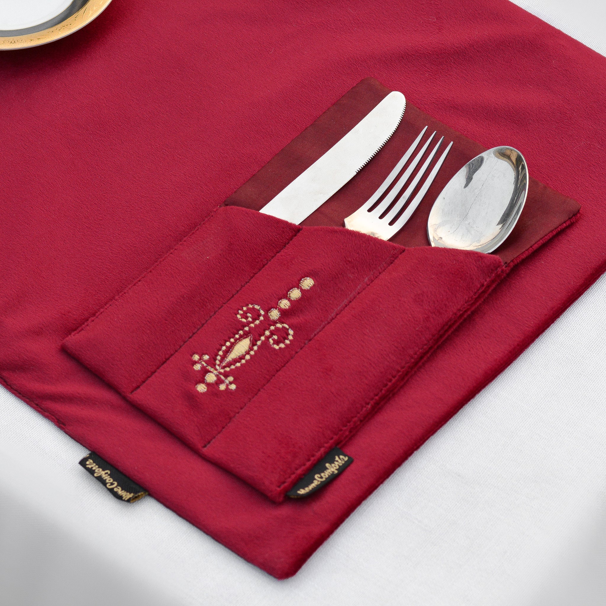 Ashfield Embroidered Velvet Table Set - Home Comforts